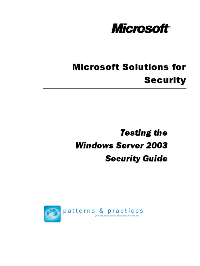 Testing The Windows Server 2003 Security Guide | PDF | Group Policy ...