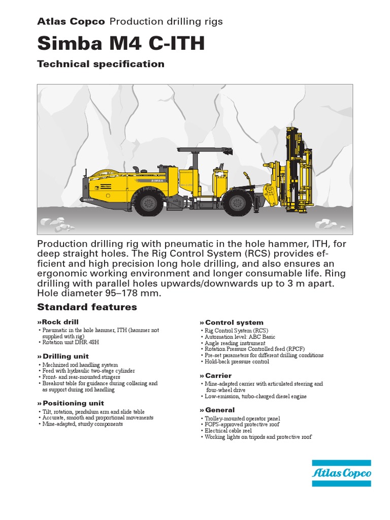 Simba M4 C-ITH - Technical Specification | PDF | Drilling Rig ...