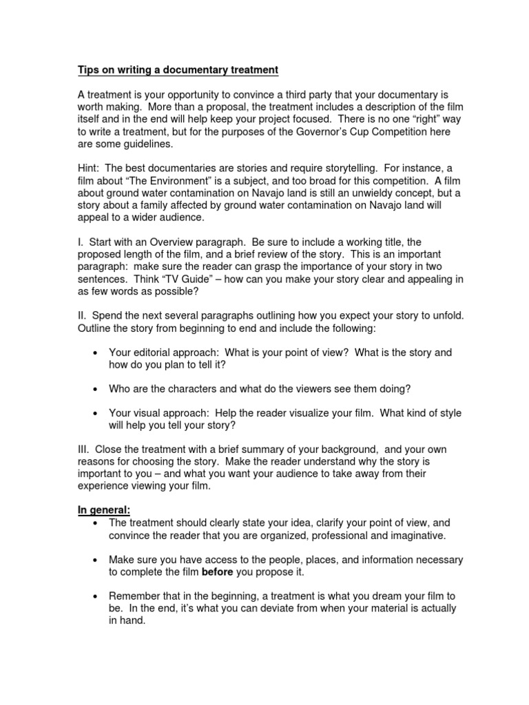 Writing a Compelling Documentary Treatment | PDF | Documentary Film ...