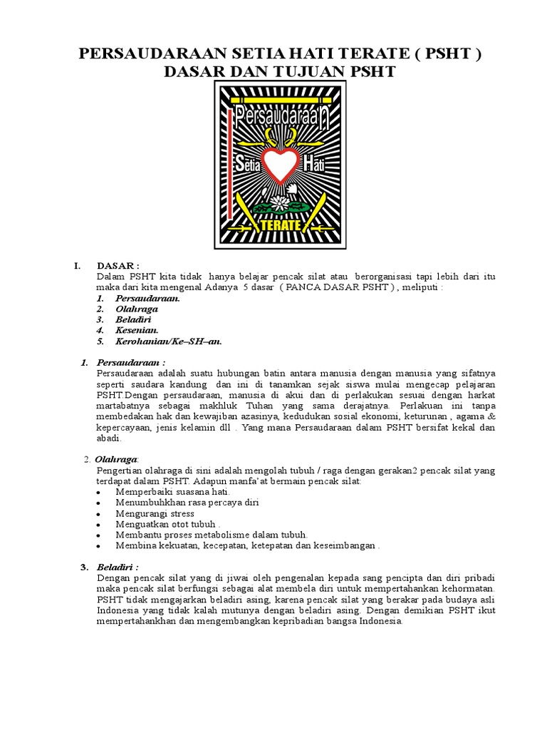 PSHT Dasar Dan Tujuan PSHT | PDF