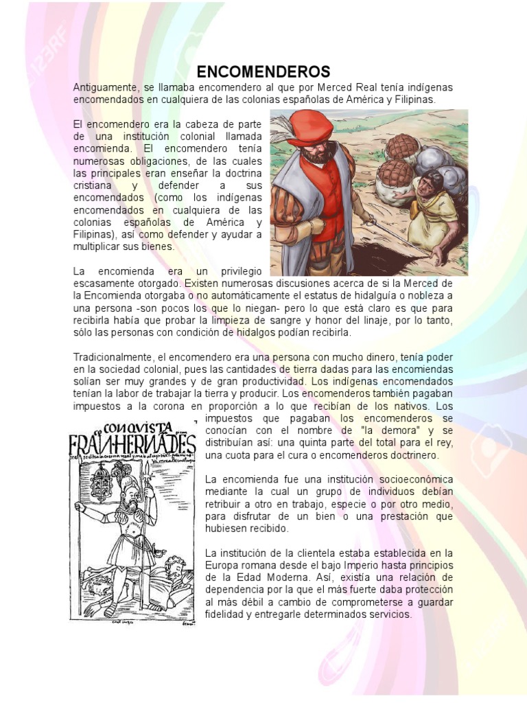 ENCOMENDEROS.docx | Antiguas colonias españolas | Imperio español