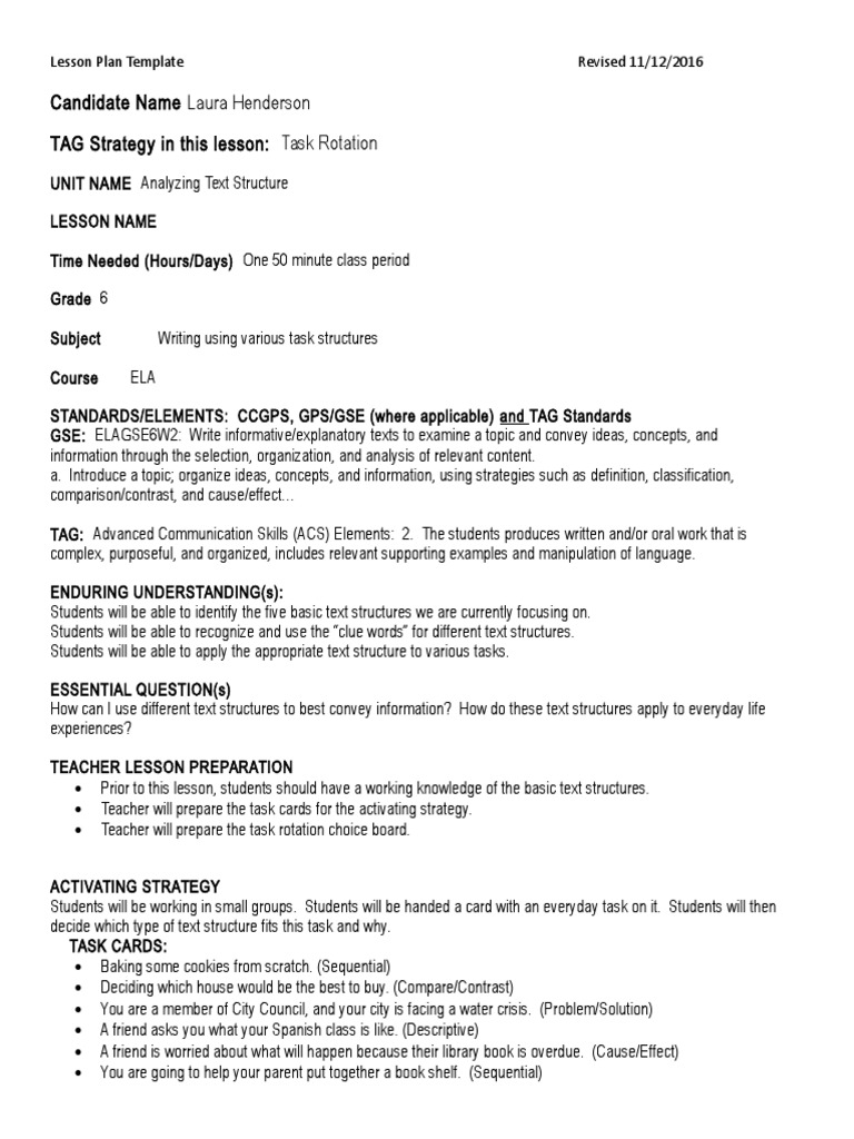 Lesson Plans - Task Rotation | PDF | Lesson Plan | Strategic Management