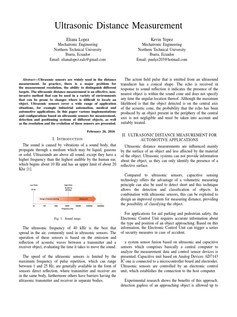 Ultrasonic Distance Measurement | Download Free PDF | Ultrasound | Sensor