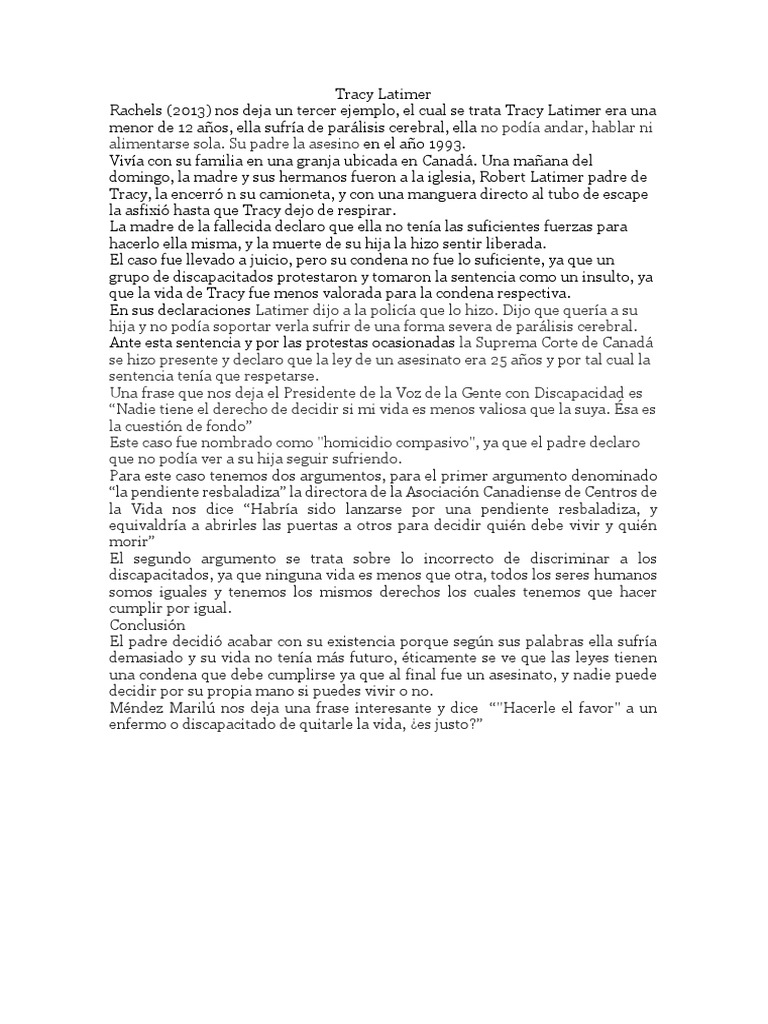 Tracy Latimer | PDF | Invalidez | Violencia