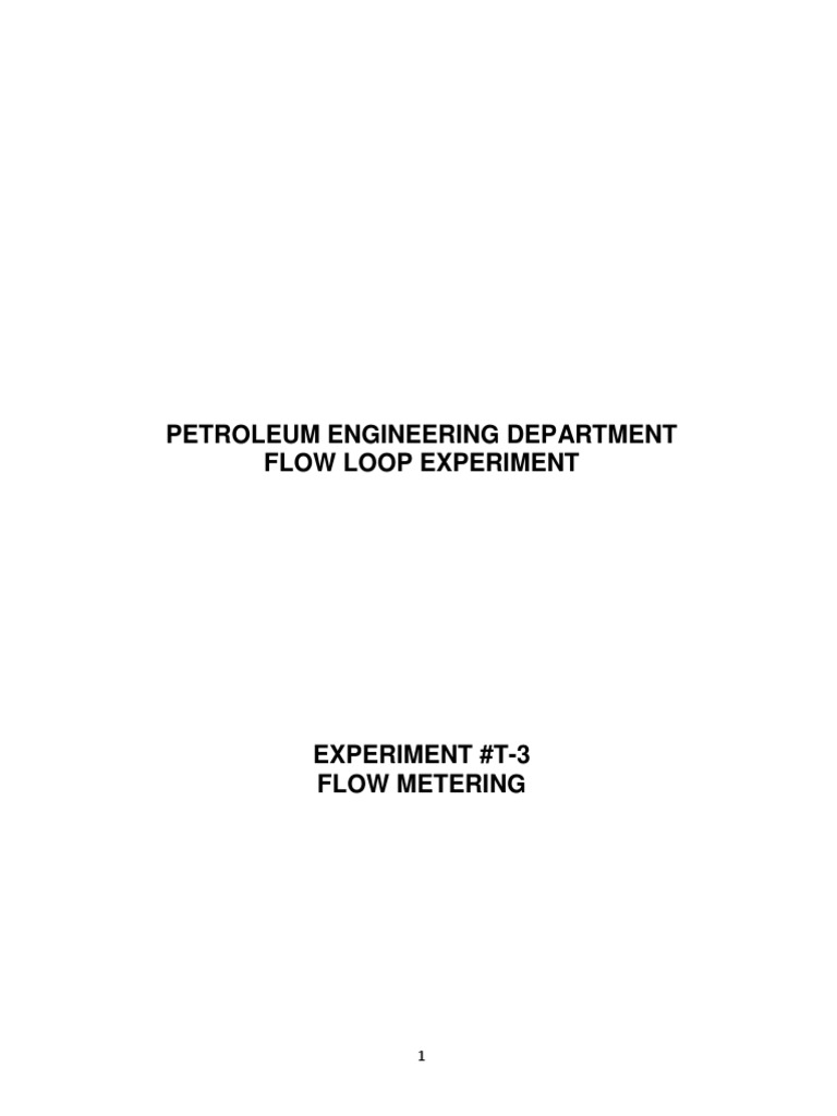 Petroleum Engineering Department Flow Loop Experiment | PDF | Flow ...