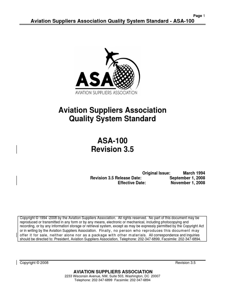 ASA-100 Rev 3-5 Aviation Suppliers Association Quality System Standard ...