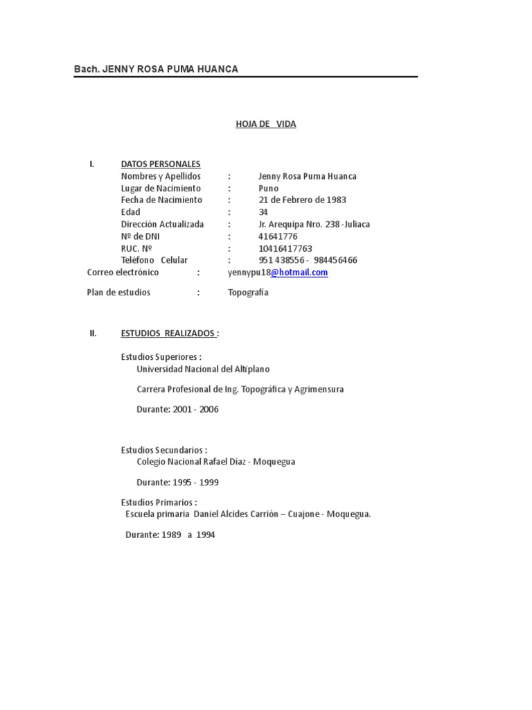 Curriculum Vitae No Documentado | PDF | Educación avanzada