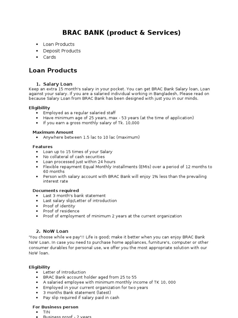 Brac Bank | Download Free PDF | Loans | Transaction Account