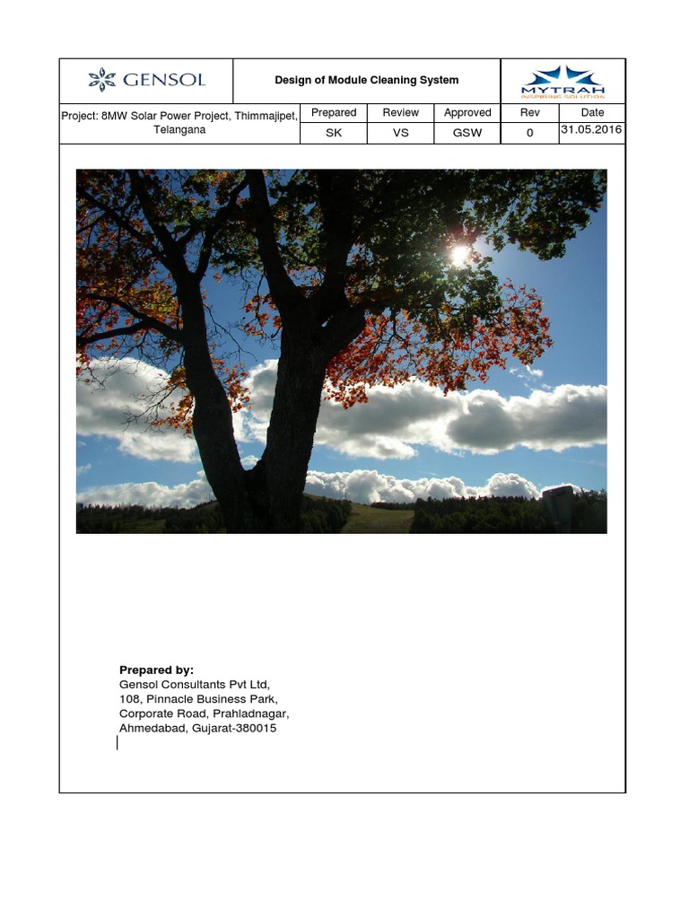 8MW Mytrah 01 MCS DES Module Cleaning System Design Calculation | PDF ...