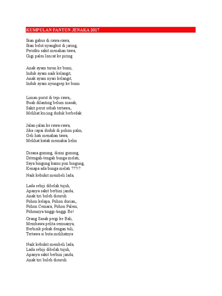 Pantun Jenaka Terbaik 2017 | PDF