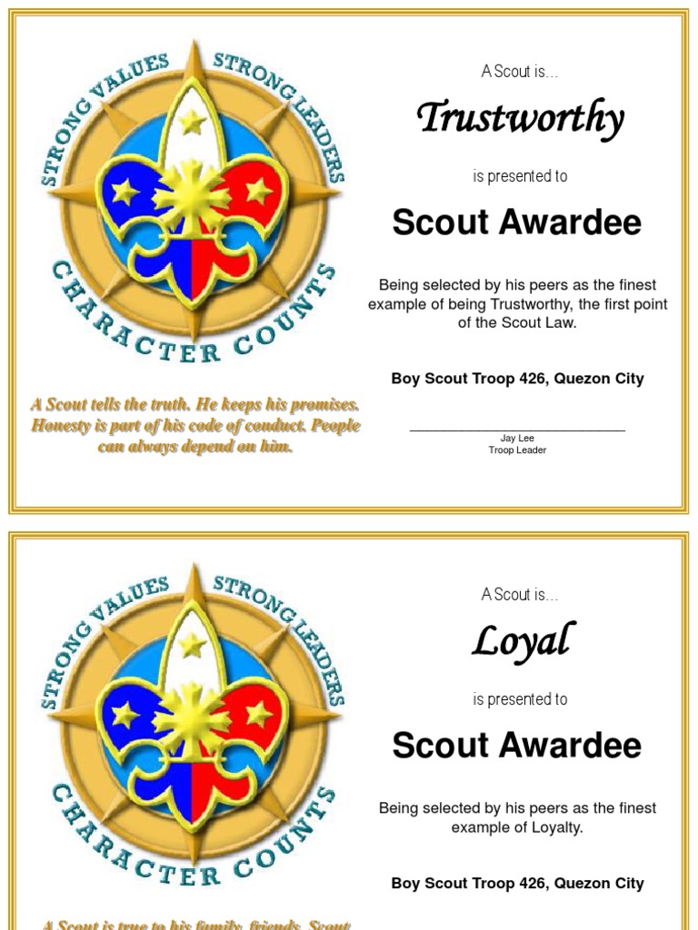 Trustworthy: Scout Awardee | PDF | Scouting | Religion And Belief