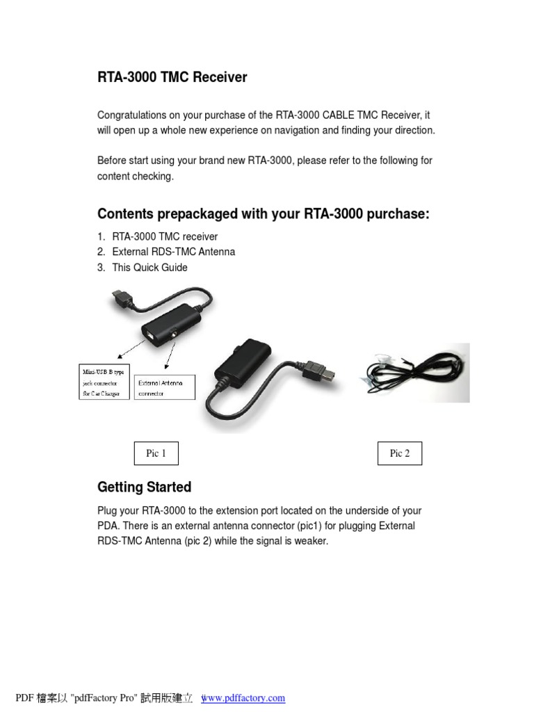TMC Receiver RTA-3000 - Quick Guide | PDF