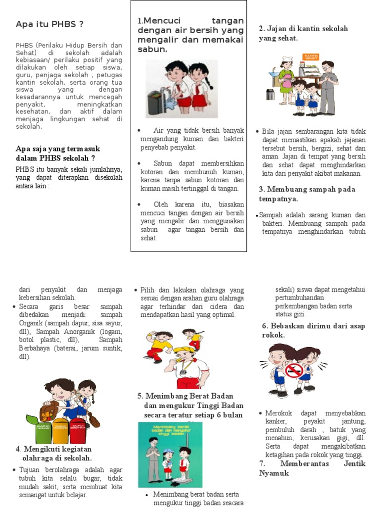 Leaflet PHBS DiSEkolah | PDF