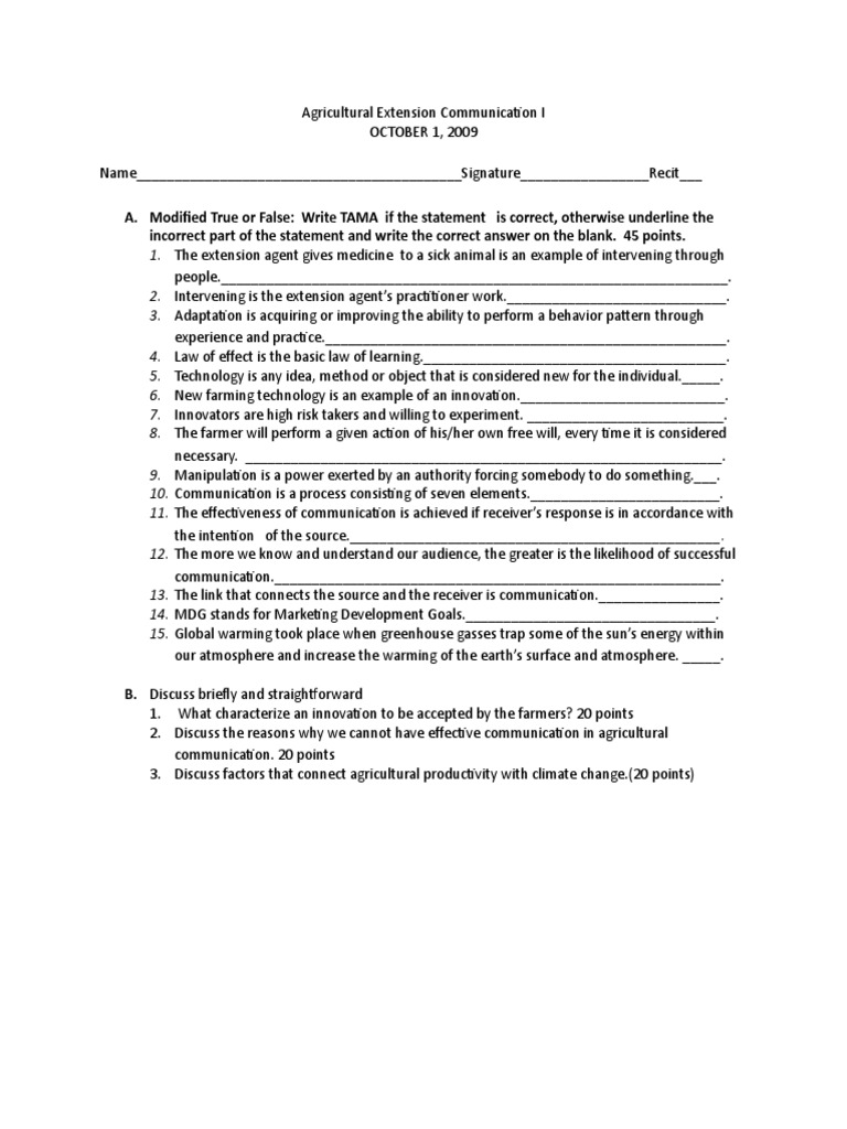 Aec1 Exam | PDF | Global Warming | Agriculture