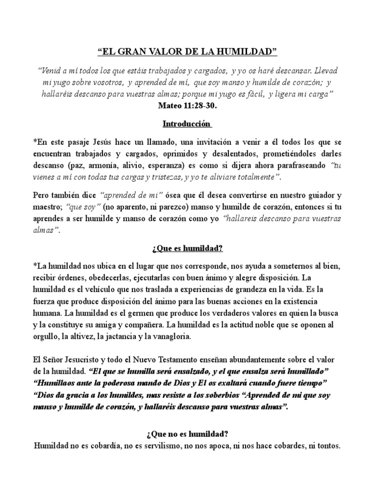 El Gran Valor de La Humildad | PDF | Cristo (título) | Gracia divina