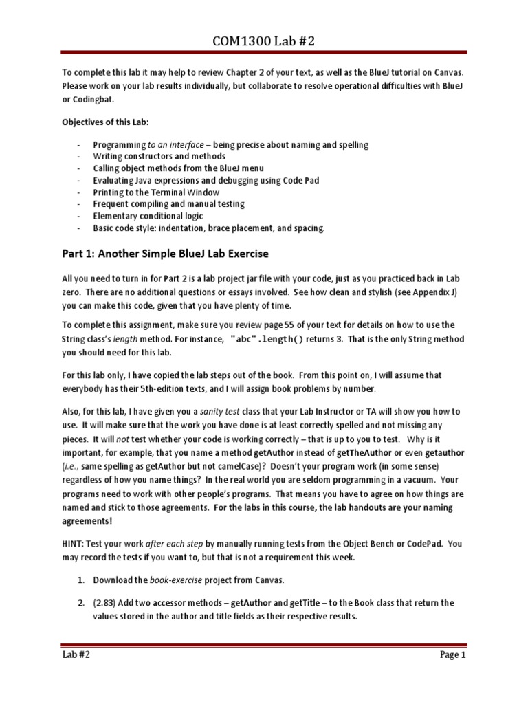 Lab 2 | Download Free PDF | String (Computer Science) | Constructor ...