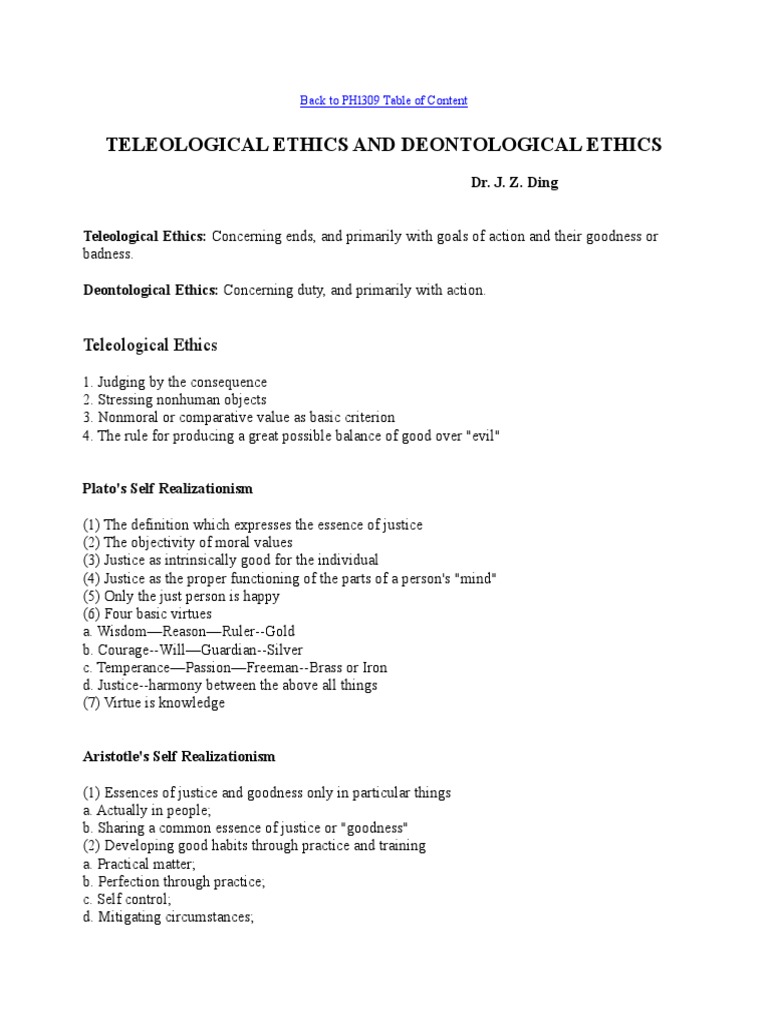Teleological Ethics and Deontological Ethics | PDF | Utilitarianism | Hedonism