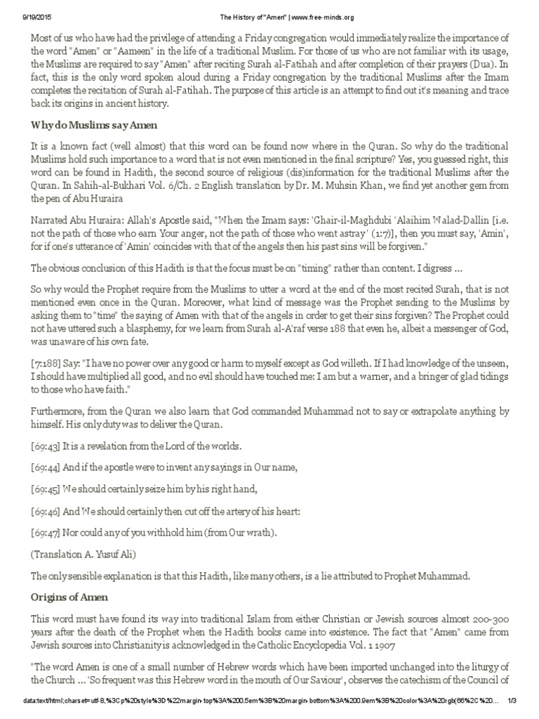 The History of - Amen - WWW - Free-Minds | PDF | Amen | Muhammad