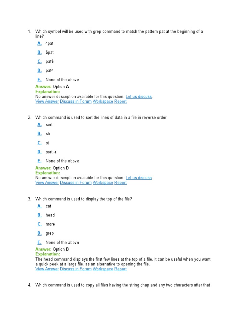 Unix Mcq Pdf Command Line Interface Internet Forum 