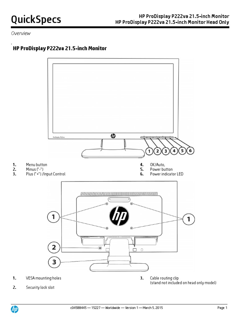 HP ProDisplay P222va 21.5-Inch Monitor | PDF | Computer Monitor | Recycling