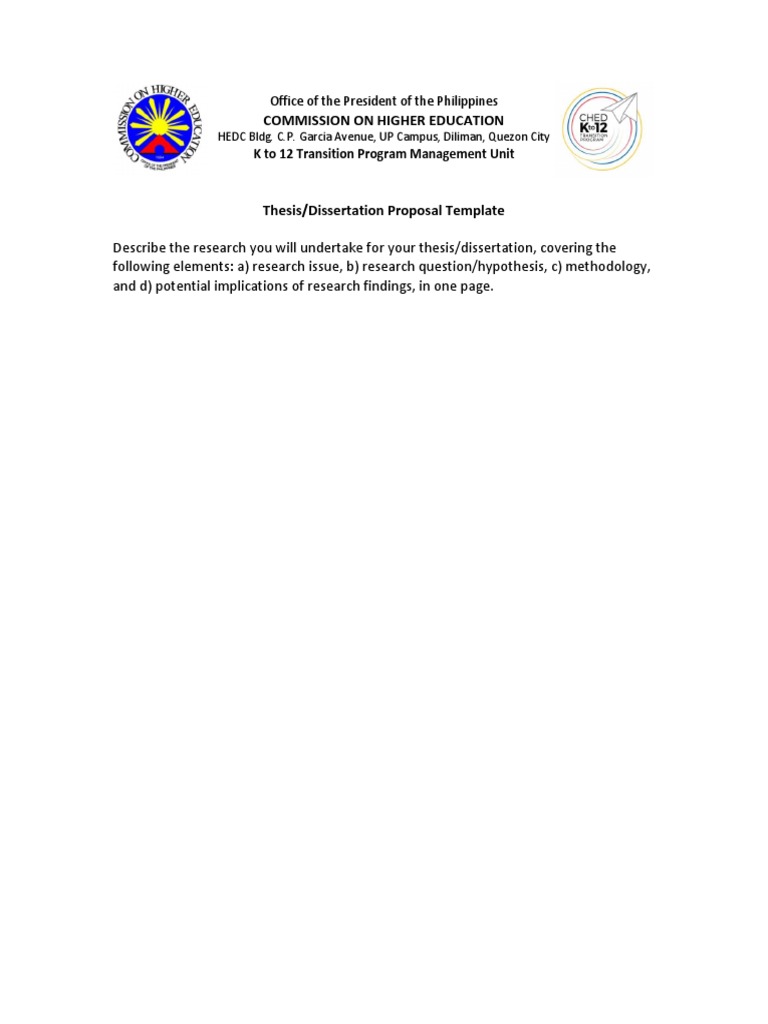 Thesis or Dissertation Proposal Template | PDF