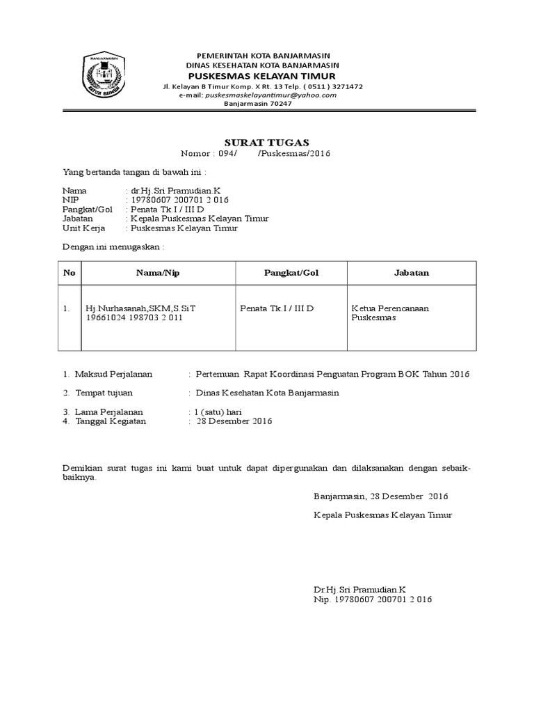 Contoh Surat Tugas | PDF