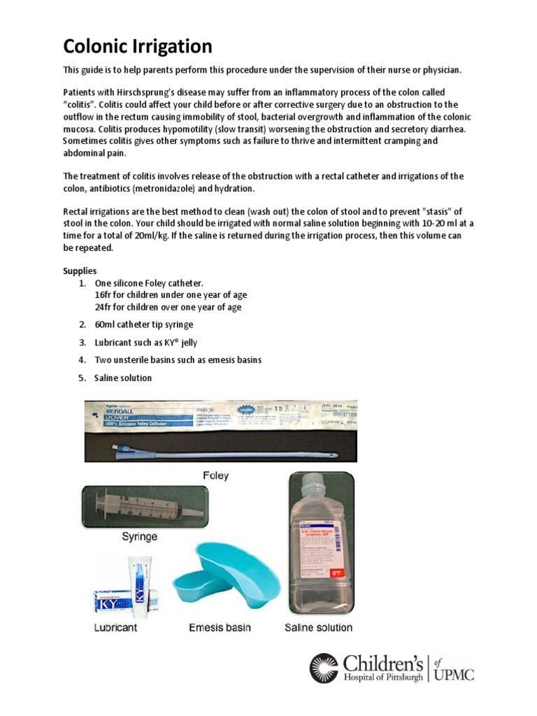 Colonic Irrigation - Children's Hospital of Pittsburgh of UPMC | Saline ...