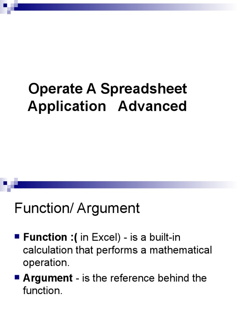 2 Operate A Spreadsheet Application Advance | PDF | Spreadsheet ...