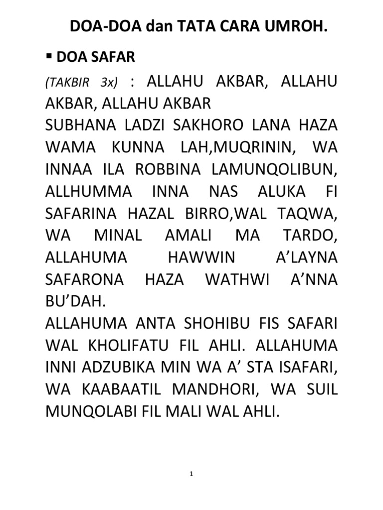 Panduan Doa dan Tata Cara Umroh | PDF