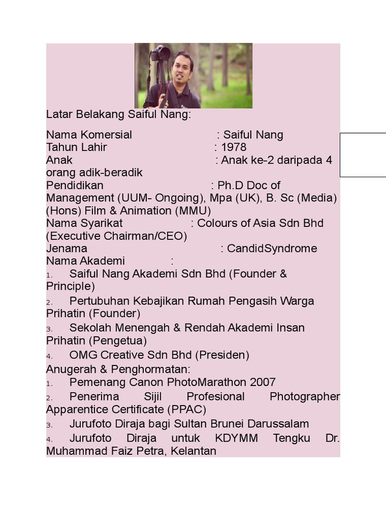 Latar Belakang Saiful Nang | PDF