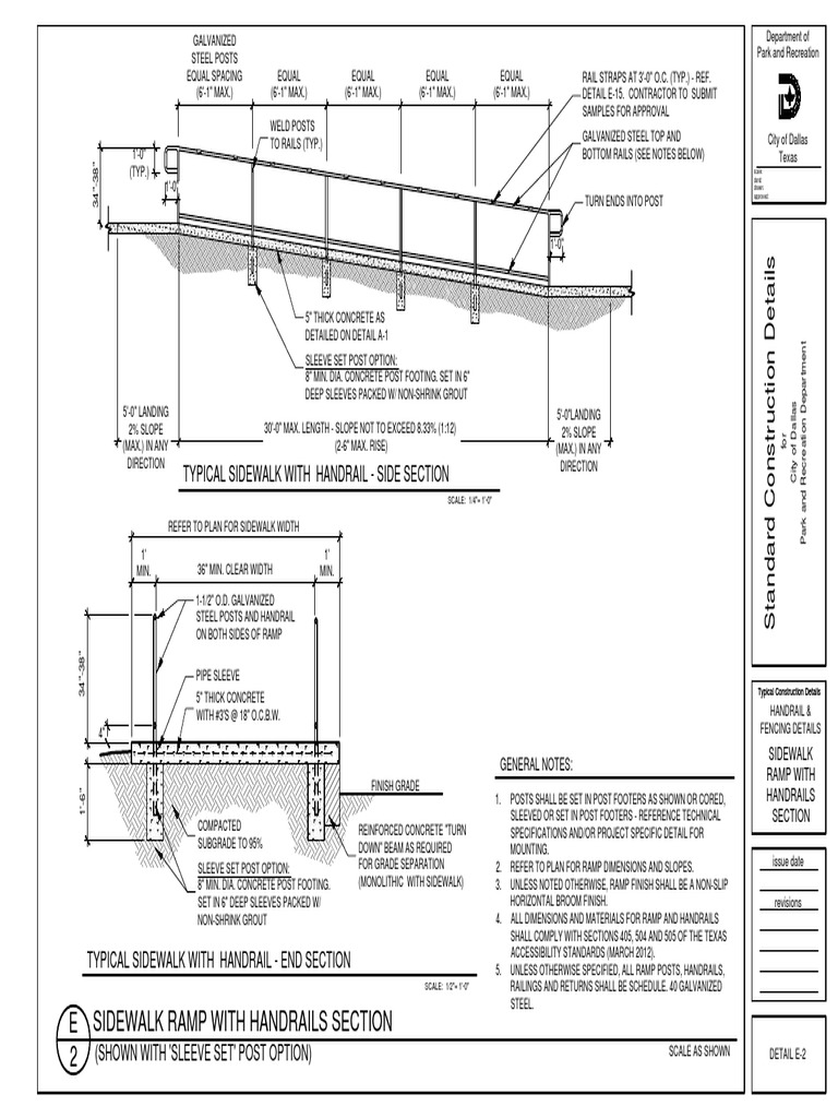 E-2 Sidewalk Ramp With Handrails Section - 201407301802192344 | PDF ...