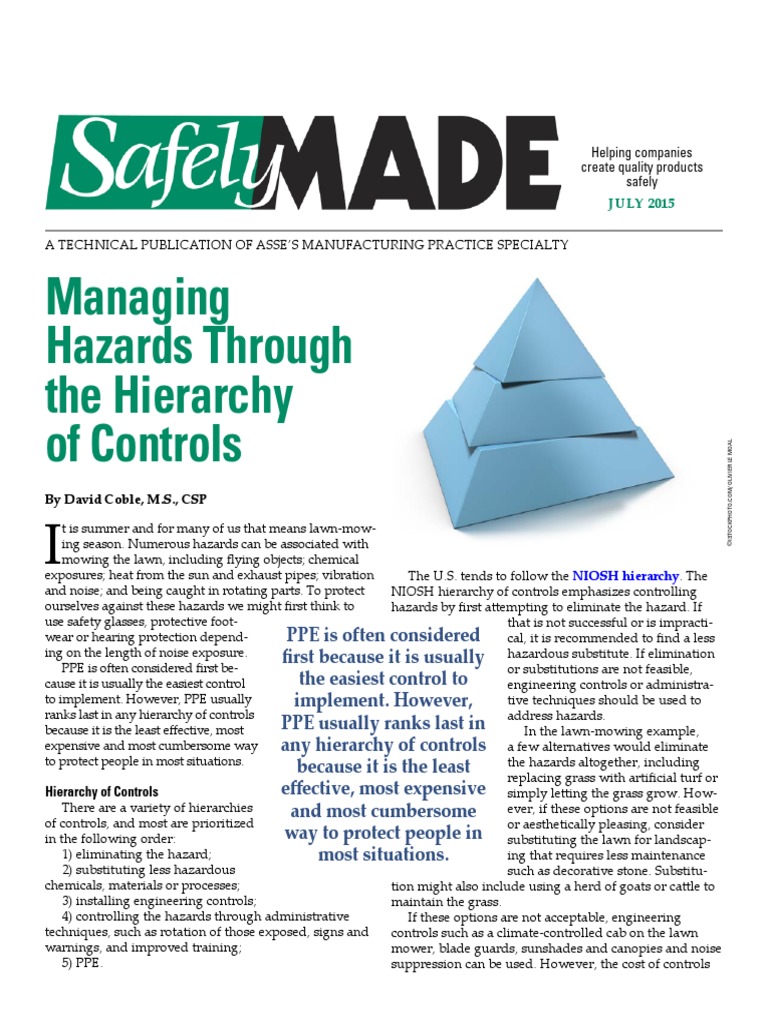 Managing Hazards Through The Hierarchy of Controls | PDF | Personal ...
