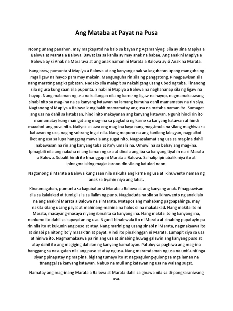 Ang Mataba at Payat Na Pusa | PDF