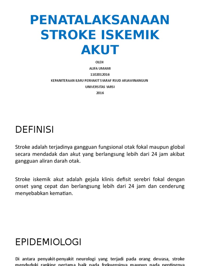 Penatalaksanaan Stroke Iskemik Akut | PDF | Kesehatan Holistik