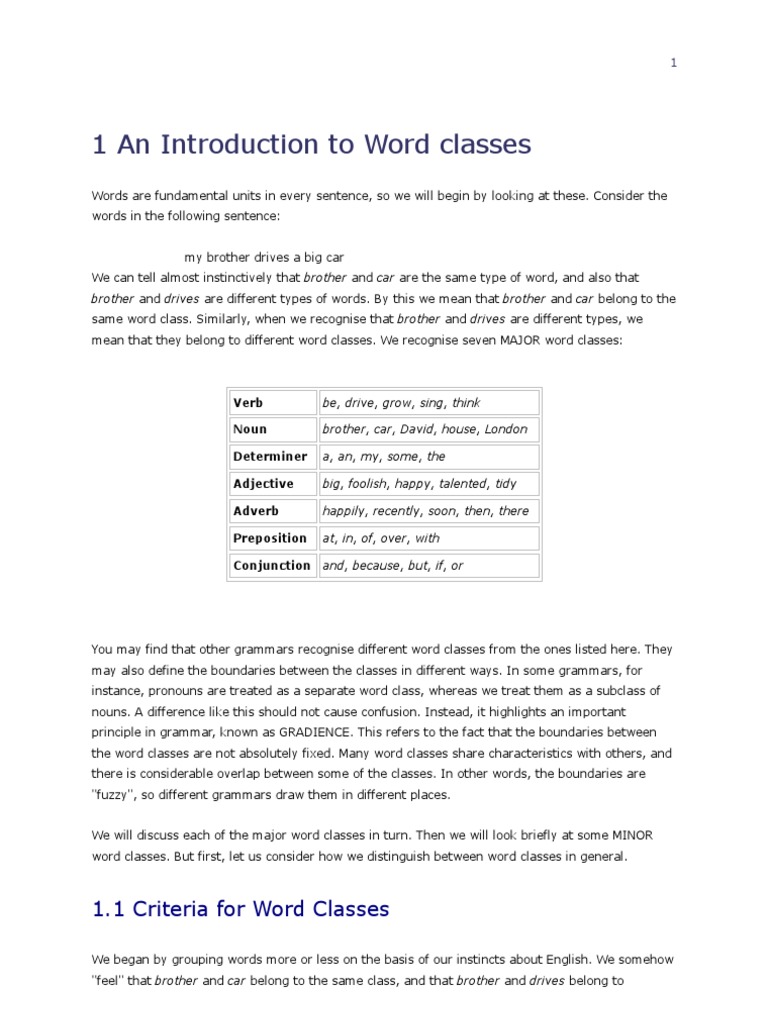 Understanding Word Classes in English | PDF | Pronoun | Part Of Speech