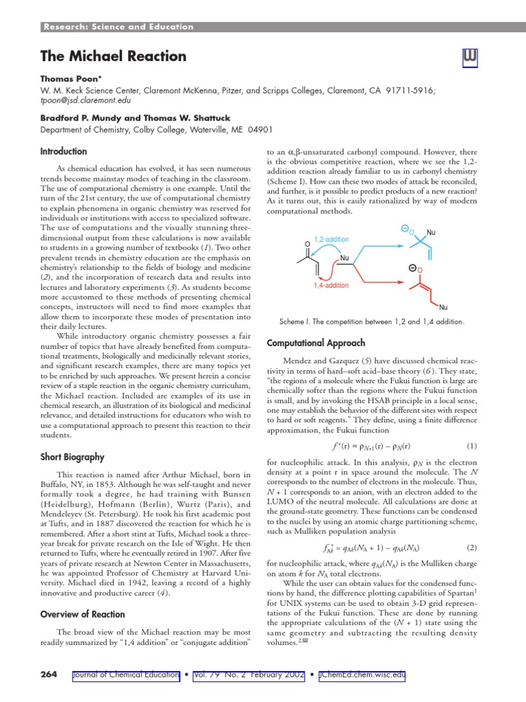 Computational Insights into the Michael Reaction: An Educational ...