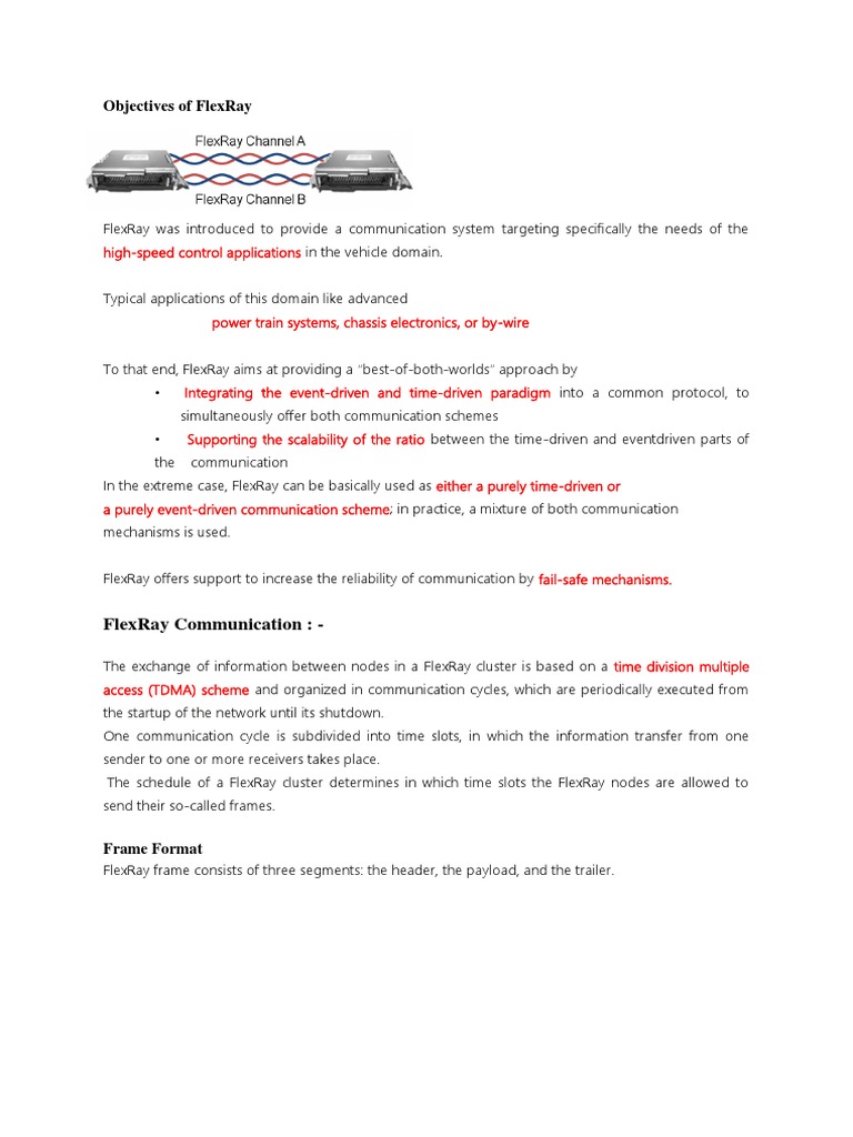 Objectives and Communication of FlexRay Protocol | PDF
