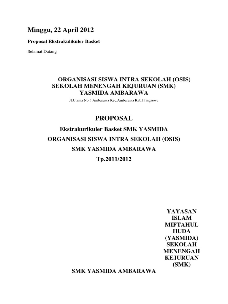 Contoh Proposal Basket | PDF