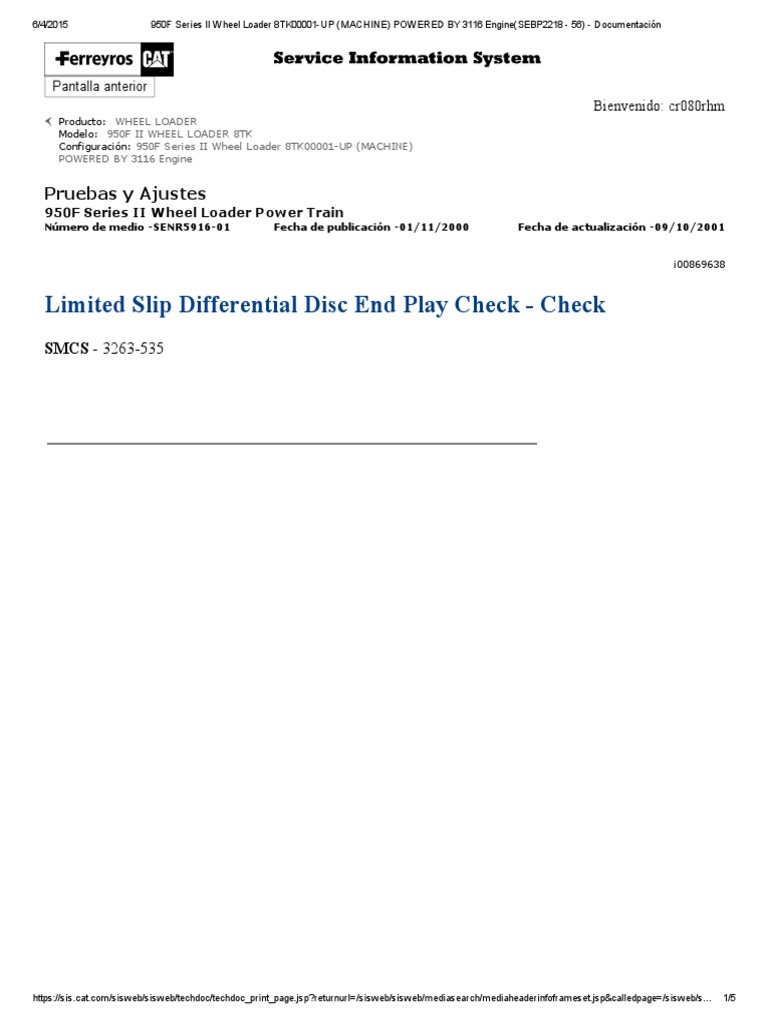 Limited Slip Differential Disc End Play Check Check: Pruebas y Ajustes ...