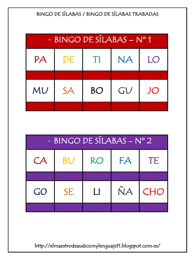 Bingo de Sílabas PDF | PDF
