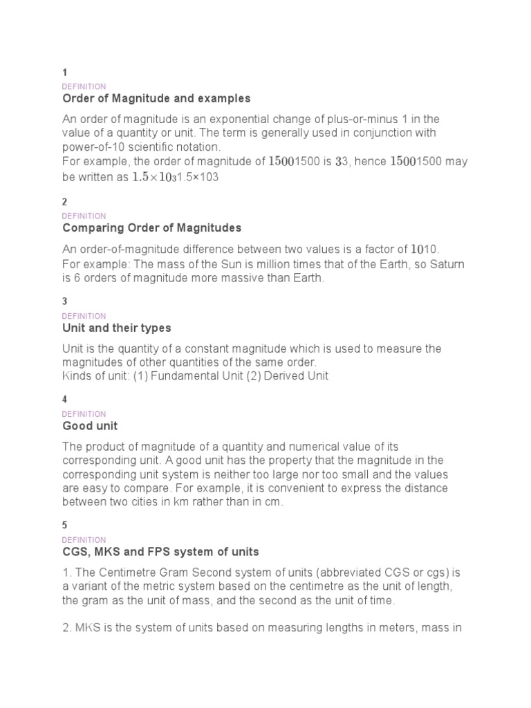 Order of Magnitude and Examples | PDF