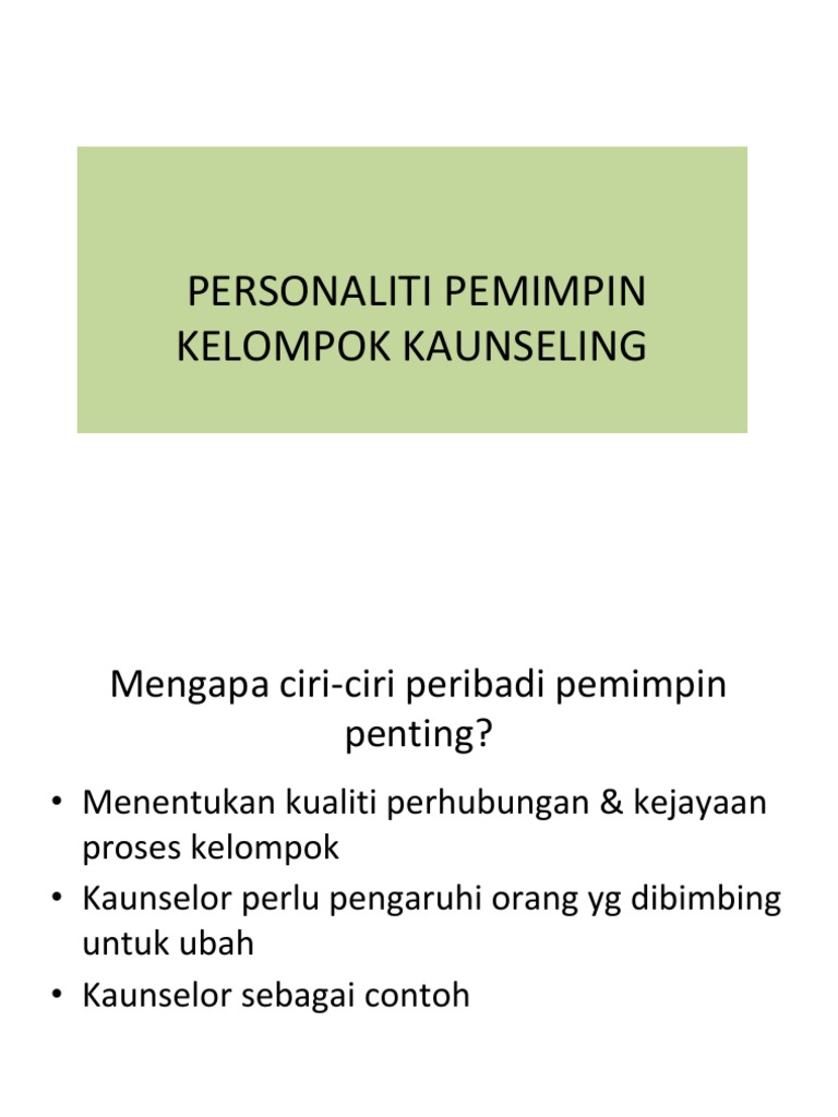 Personaliti Pemimpin Kelompok | PDF