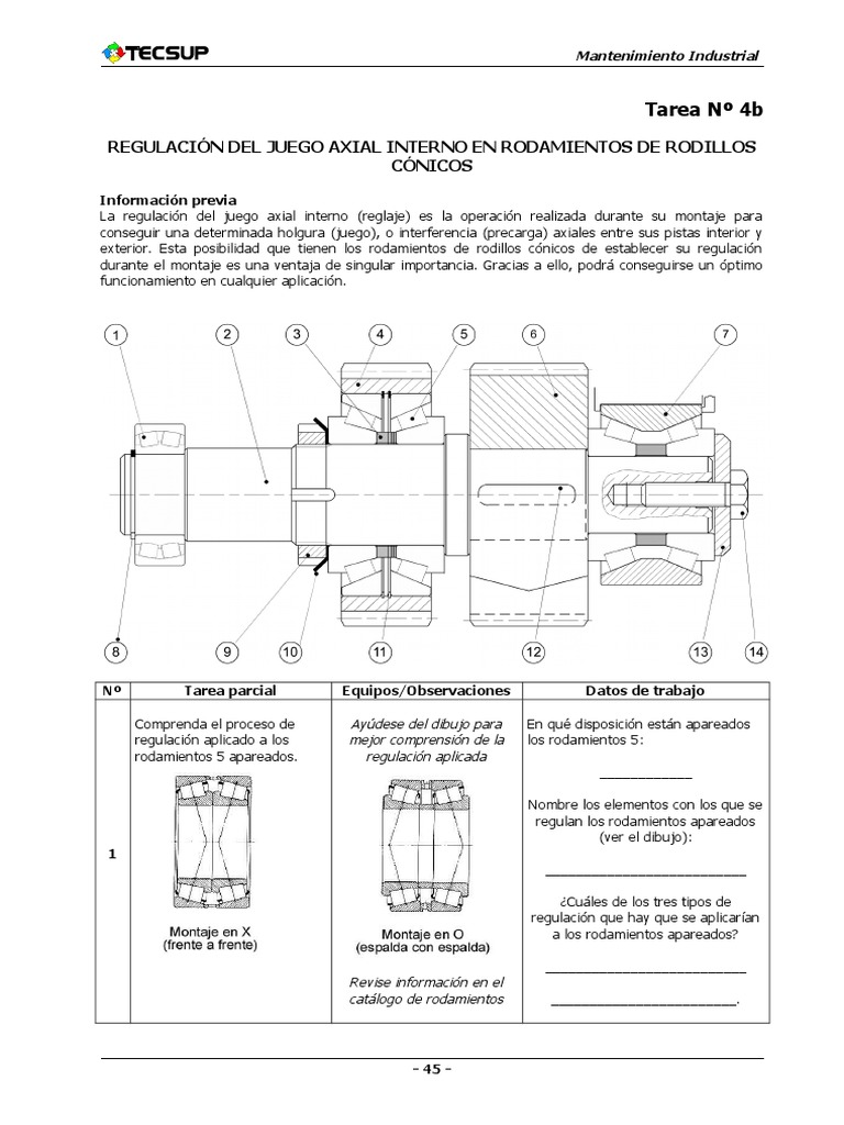 Tarea 4b. Regula El Juego Axial de Rodamientos de Rodillos Cónicos | PDF | Engranaje | Science
