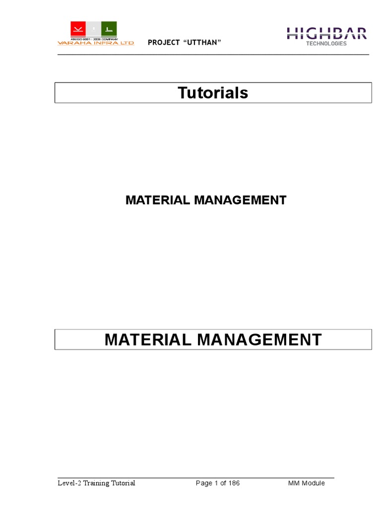 Sap MM Comprehensive Training Tutorial For End Users | PDF | Business ...