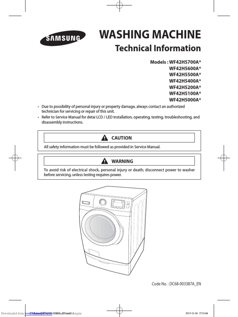 Washing Machine: Technical Information | PDF | Washing Machine ...