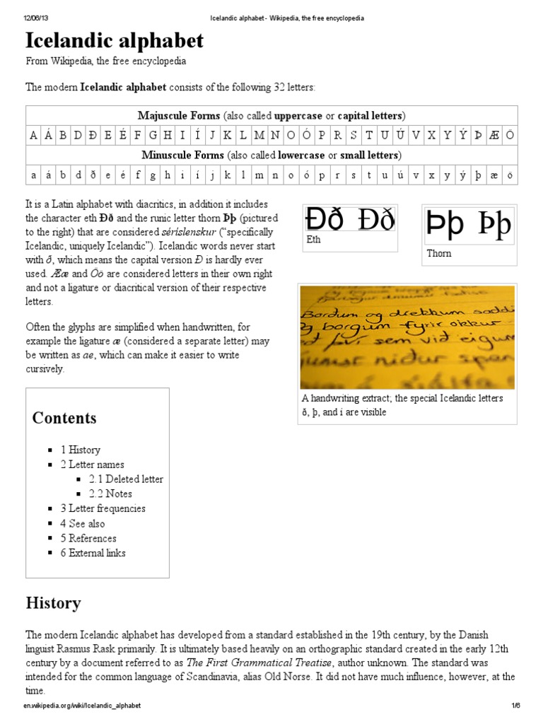 Icelandic Alphabet: Séríslenskur Ð, Ð Ææ Öö | PDF | Western Calligraphy ...