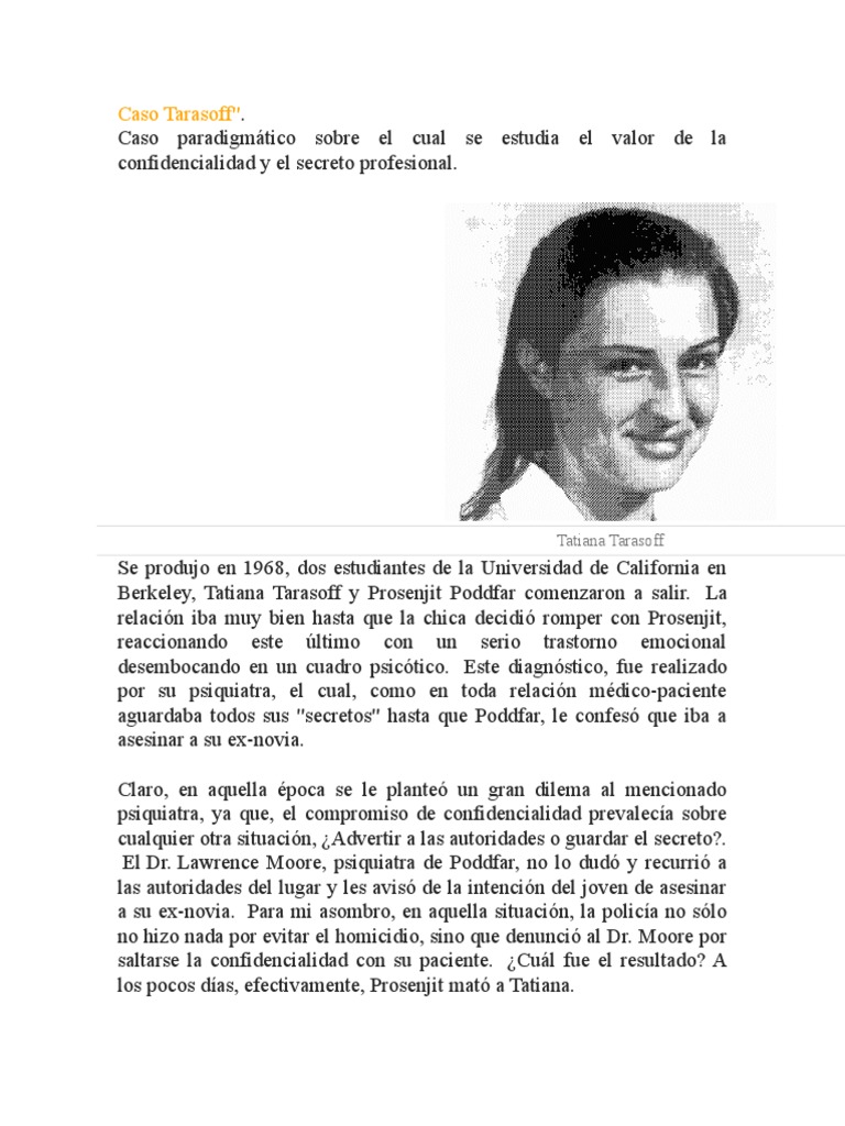 Caso Tarasoff y Guia | PDF