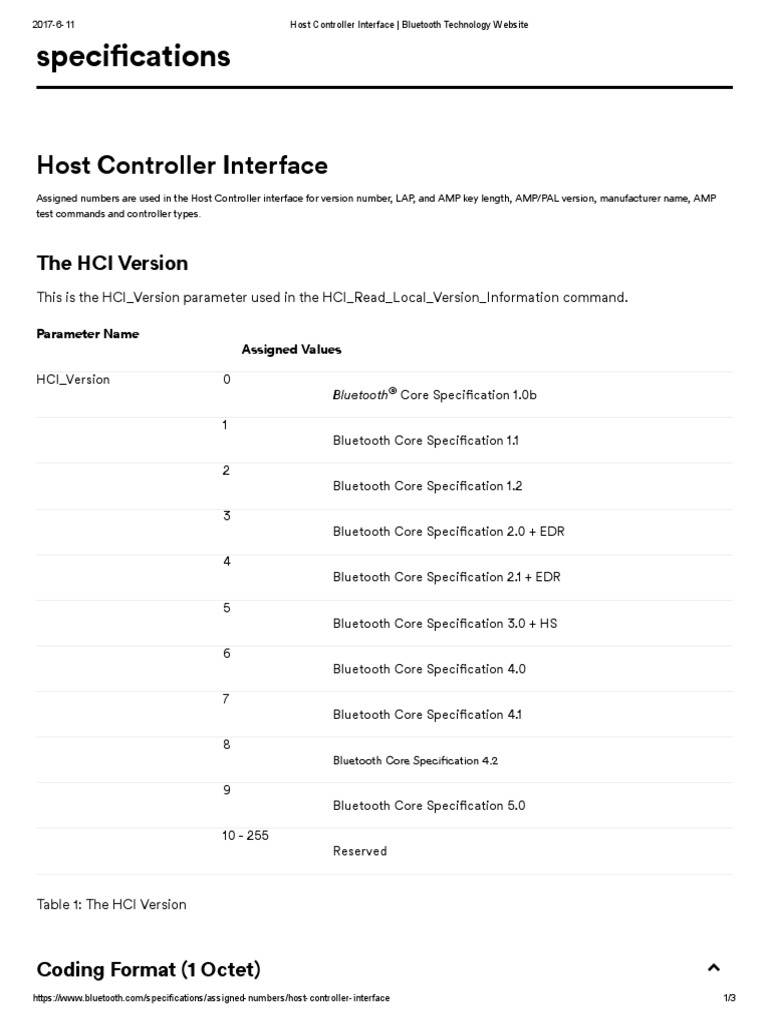 Host Controller Interface - Bluetooth Technology Website PDF | PDF ...