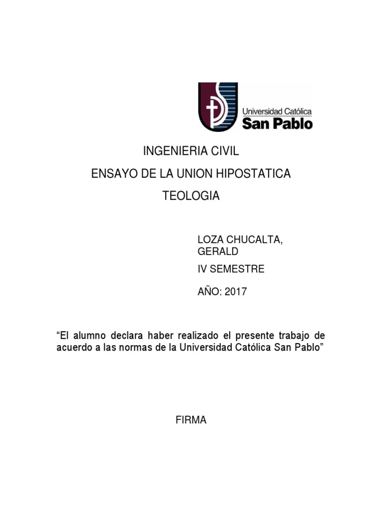 Union Hipostatica Ucsp | Descargar gratis PDF | Trinidad | Dios