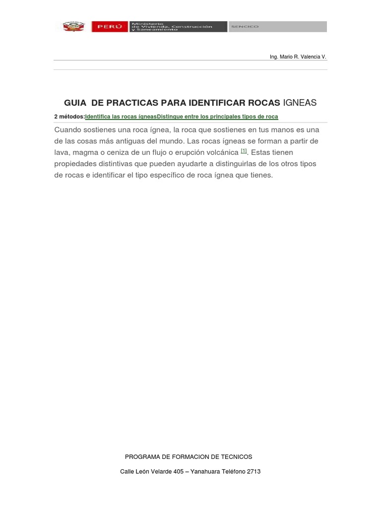 Guía para Identificar Rocas Ígneas | PDF | Roca (geología) | Roca ígnea
